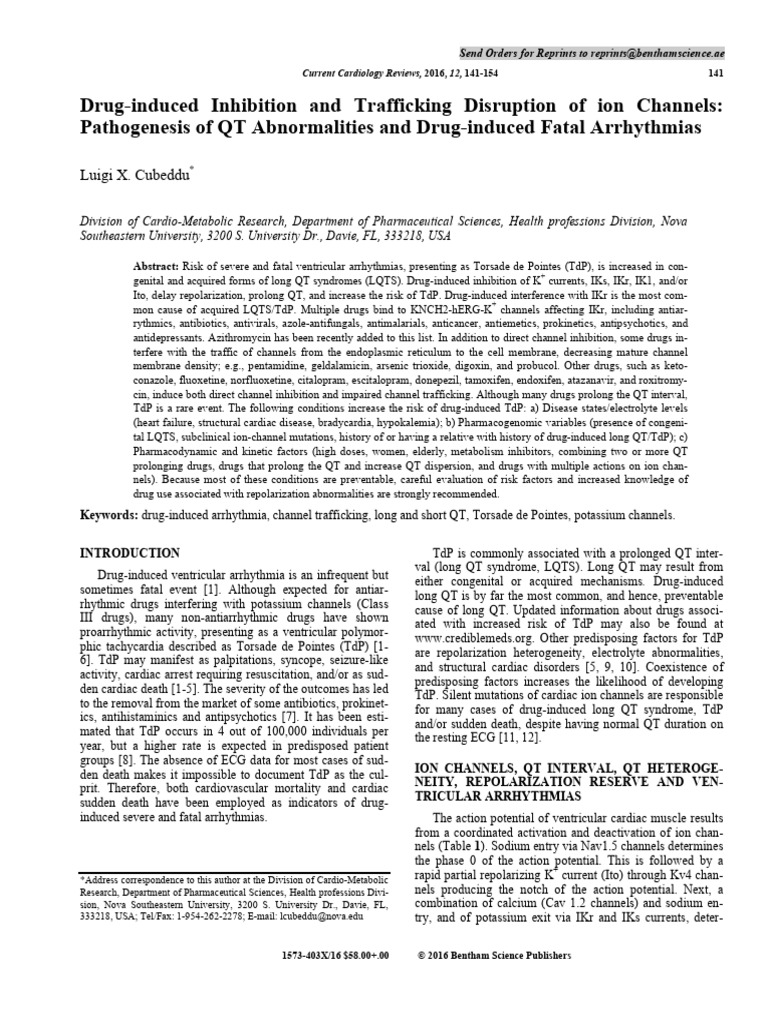 Drug-Induced QT Abnormalities and Arrhythmias | PDF | Physiology | Cardiology