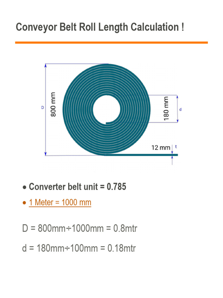 DRI Conveyor Belt Roll Length Calculation | PDF