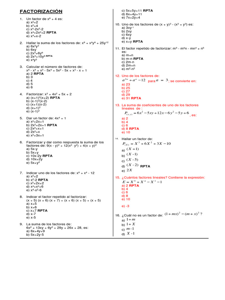 Algebra Ades 07 Factorizacion 1 | PDF | Factorización | Álgebra