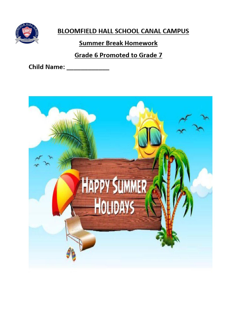 G6 Summer Break HW 2024 | PDF | Beach | Homework
