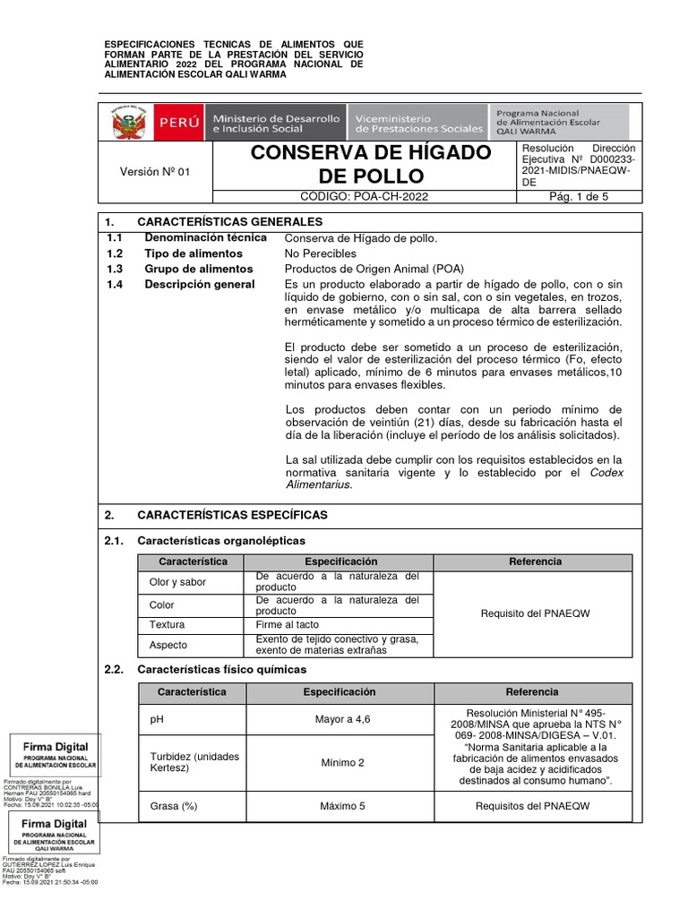 Conserva de Higado de Pollo | PDF | Alimentos | Laboratorios