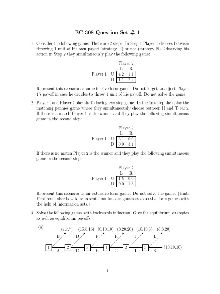Game Theory Problems | PDF | Economic Equilibrium | Systems Theory