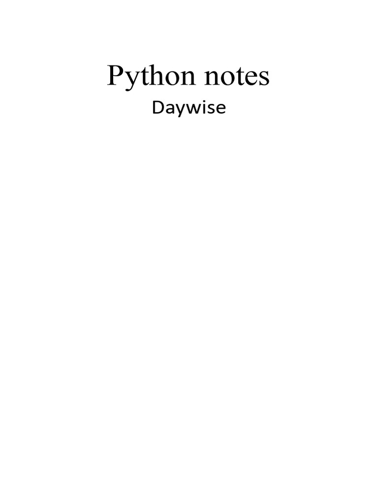 Python Course Pdf