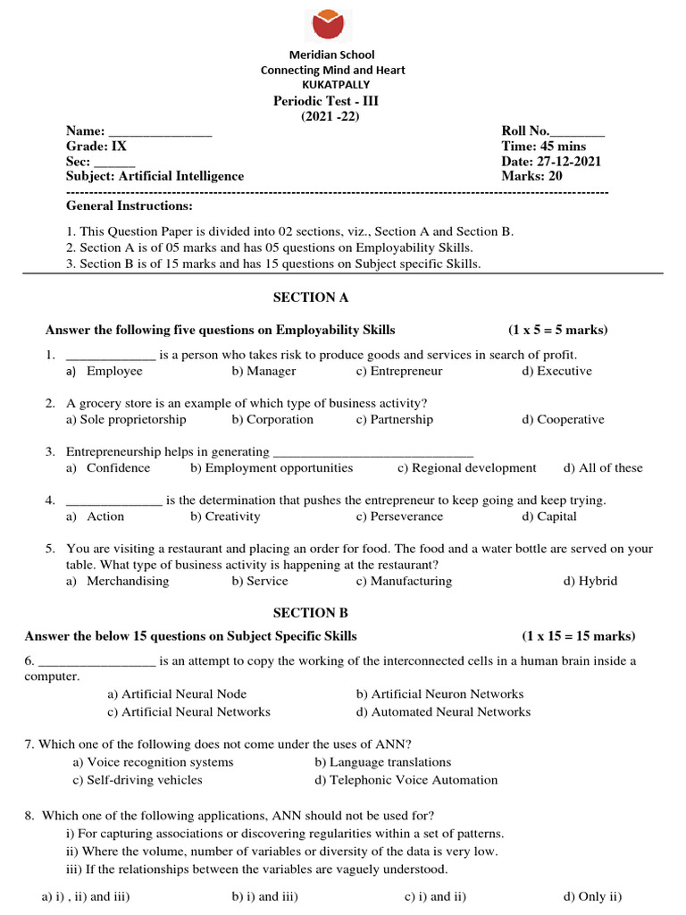 Grade 9 PT-3 | Download Free PDF | Artificial Neural Network | Computing