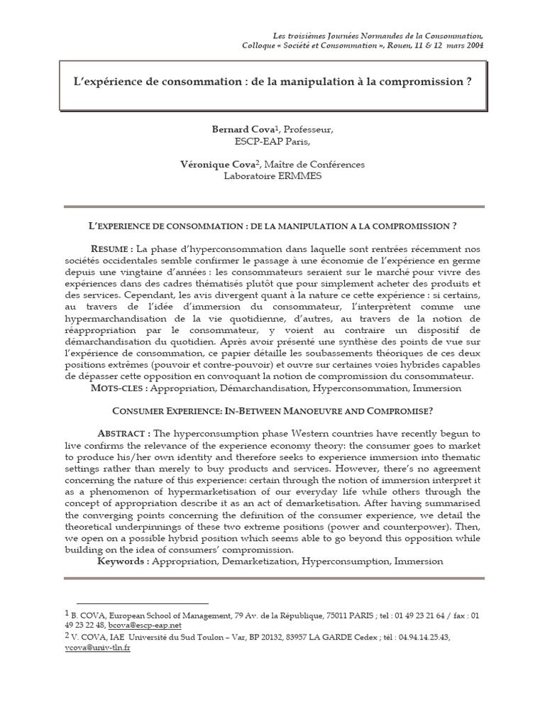 Lexpérience de La Consommation | PDF