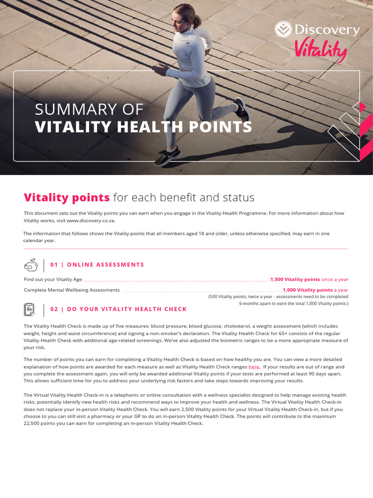 Vitality Points Guide for Adults | PDF | Physical Fitness | Heart Rate