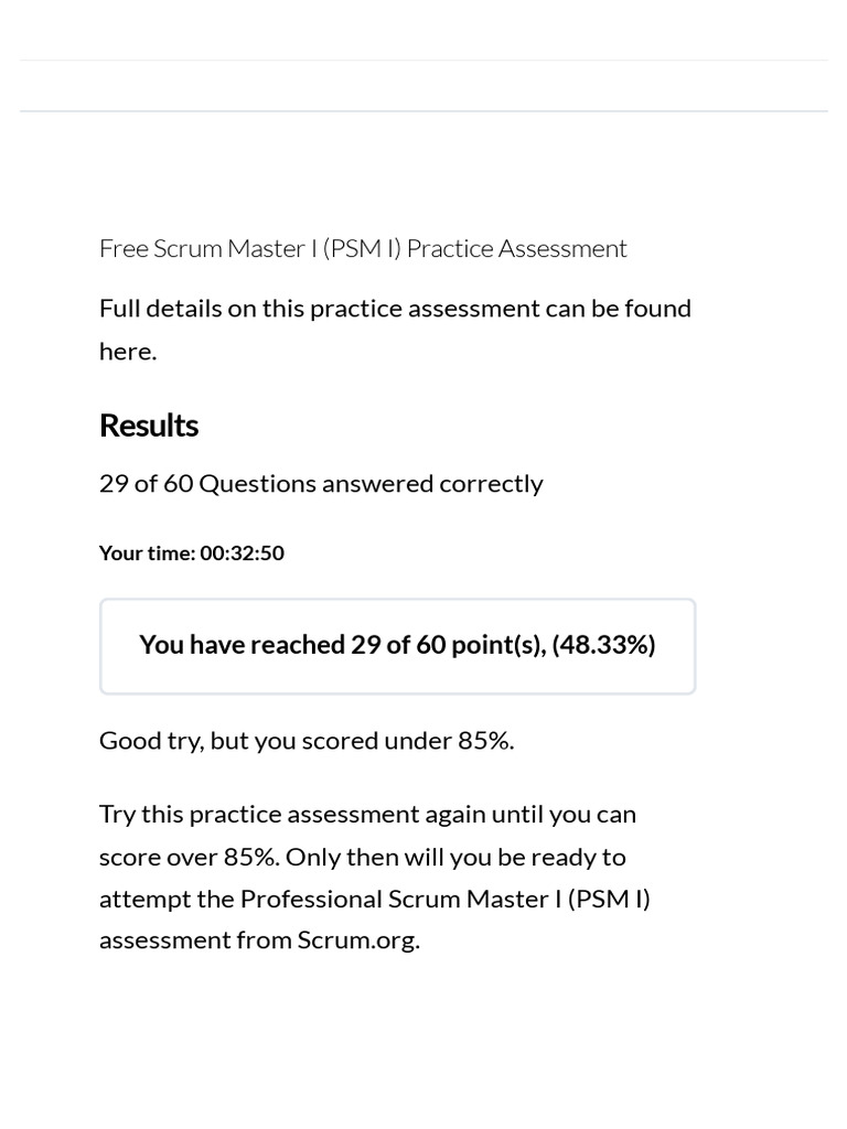 Free Scrum Master I (PSM I) Practice Assessment 1 | PDF | Scrum ...