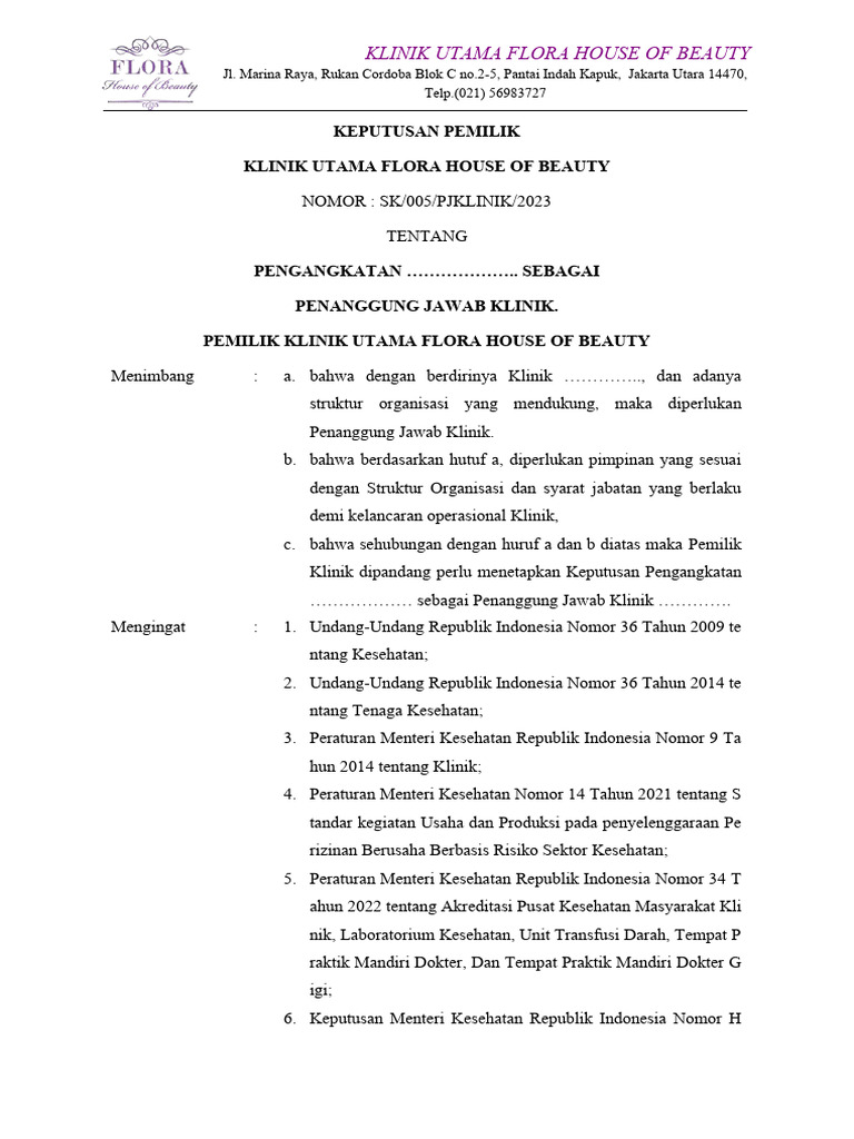 Contoh SK PPJK | PDF