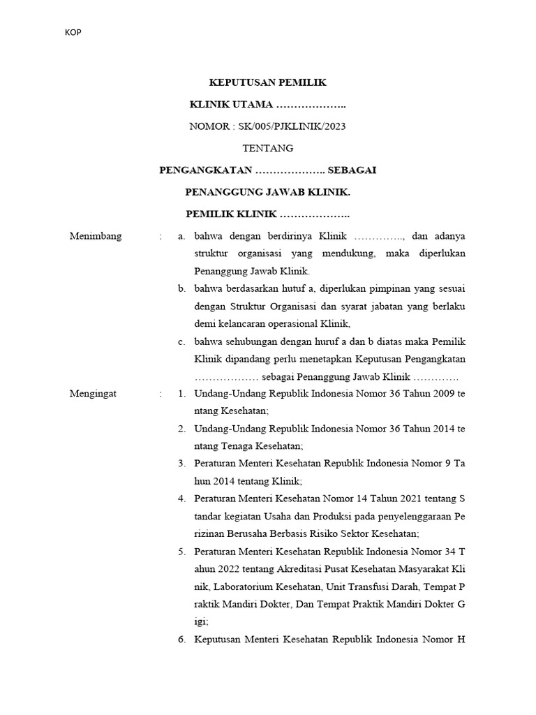 Contoh SK PPJK | PDF