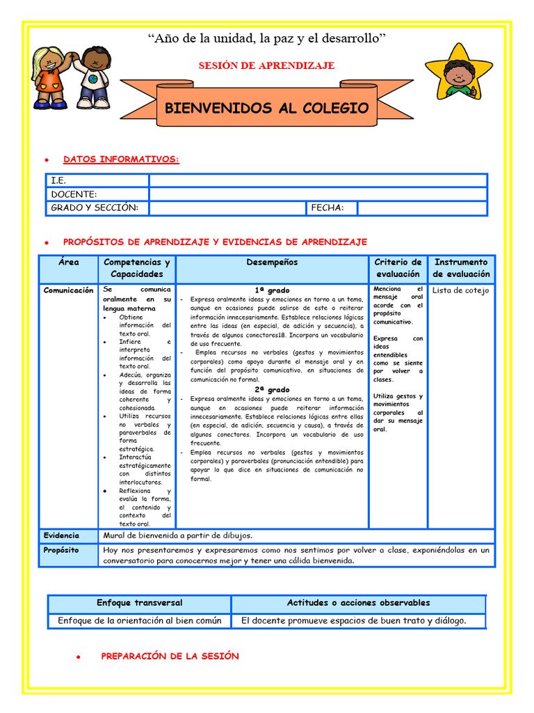 Iii-E1 Sesion D1 Com Bienvenidos Al Colegio | PDF | Comunicación ... Iii-E1 Sesion D1 Com Bienvenidos Al Colegio | PDF | Comunicación ...
