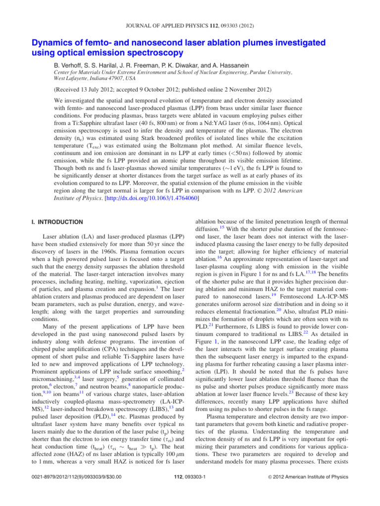 B. Verhoff 2012 - LIBS Timescale | PDF | Plasma (Physics) | Laser