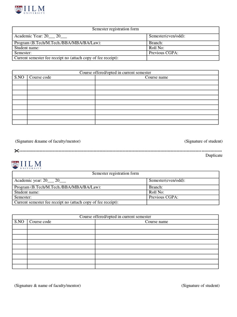 IILM University Registration Form | PDF | Computers