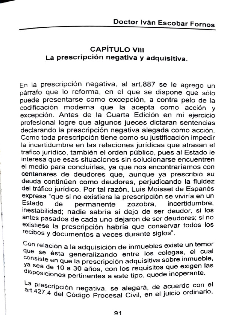 Prescripción Negativa y Adquisitiva en Derecho | PDF | Estatuto de ...