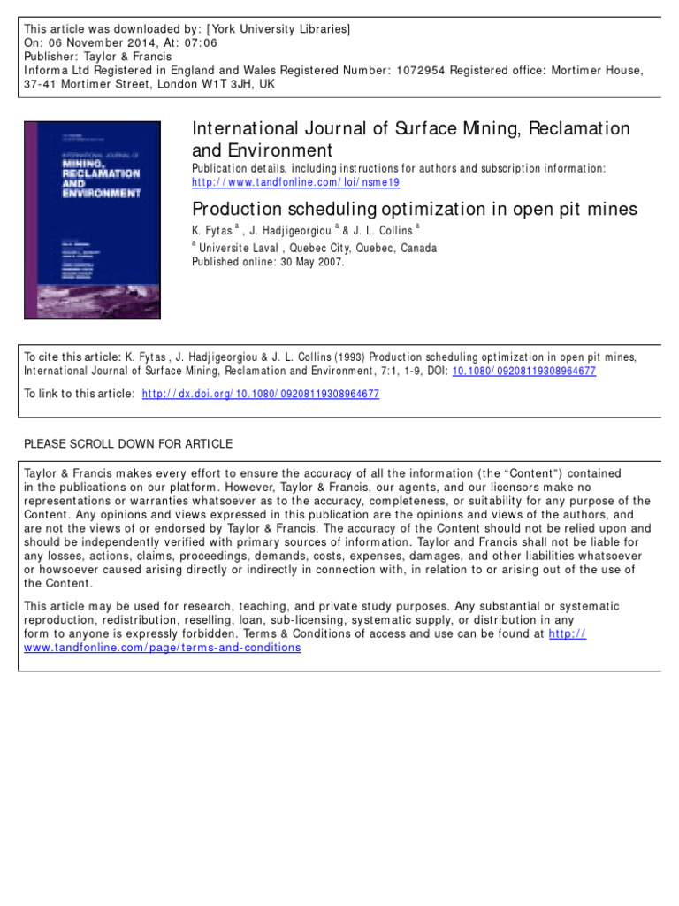 Production Scheduling Optimization in Open Pit Mines | PDF | Mathematical Optimization ...