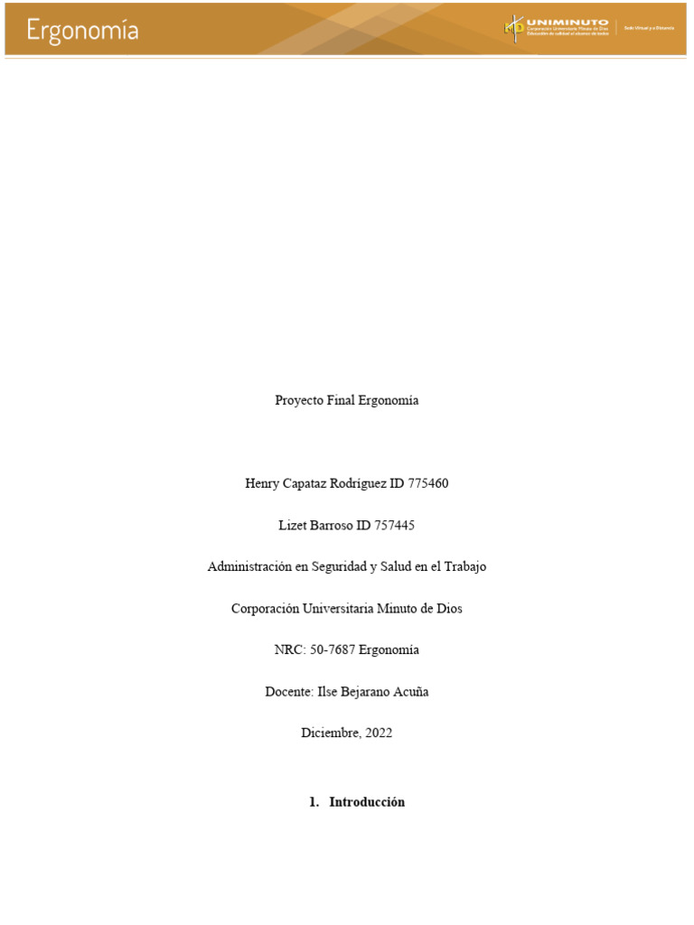 Entregable Final de Ergonomia-1 | PDF | Factores humanos y ergonomía | Músculo