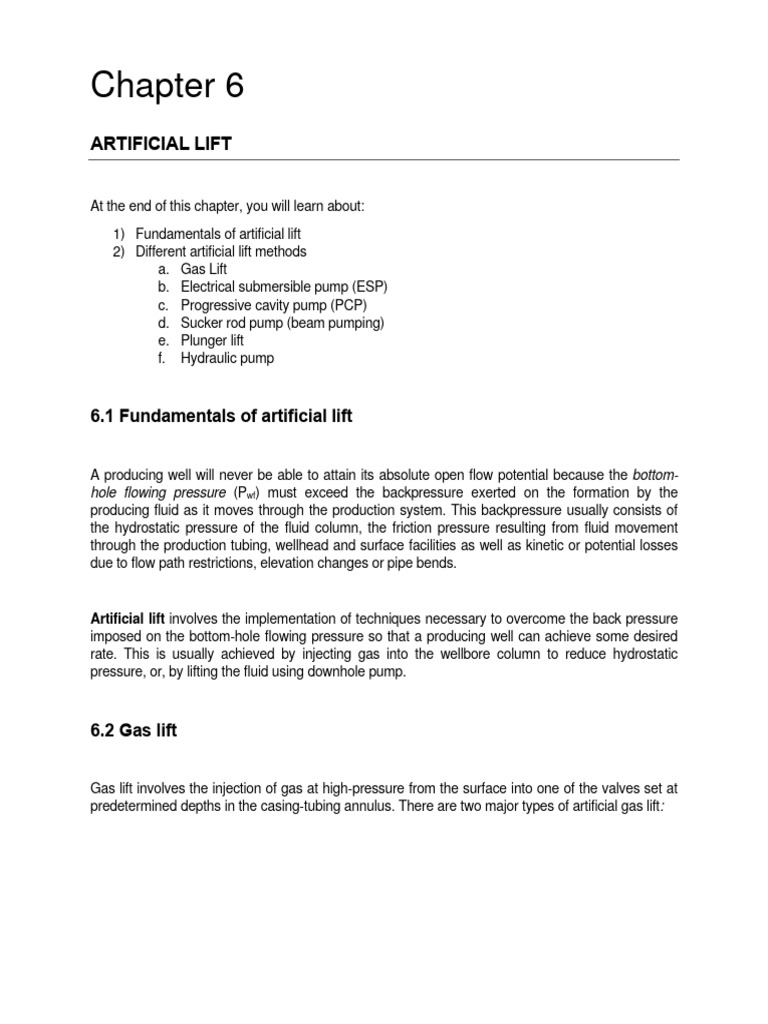 Production Note 6 Artificial Lifts | PDF | Pump | Mechanical Engineering