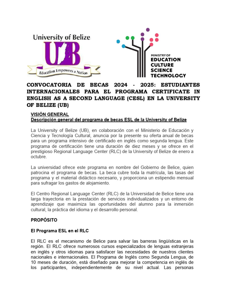 RLC Scholarship Call 2024-2025 | PDF | Visa de viaje | Salario