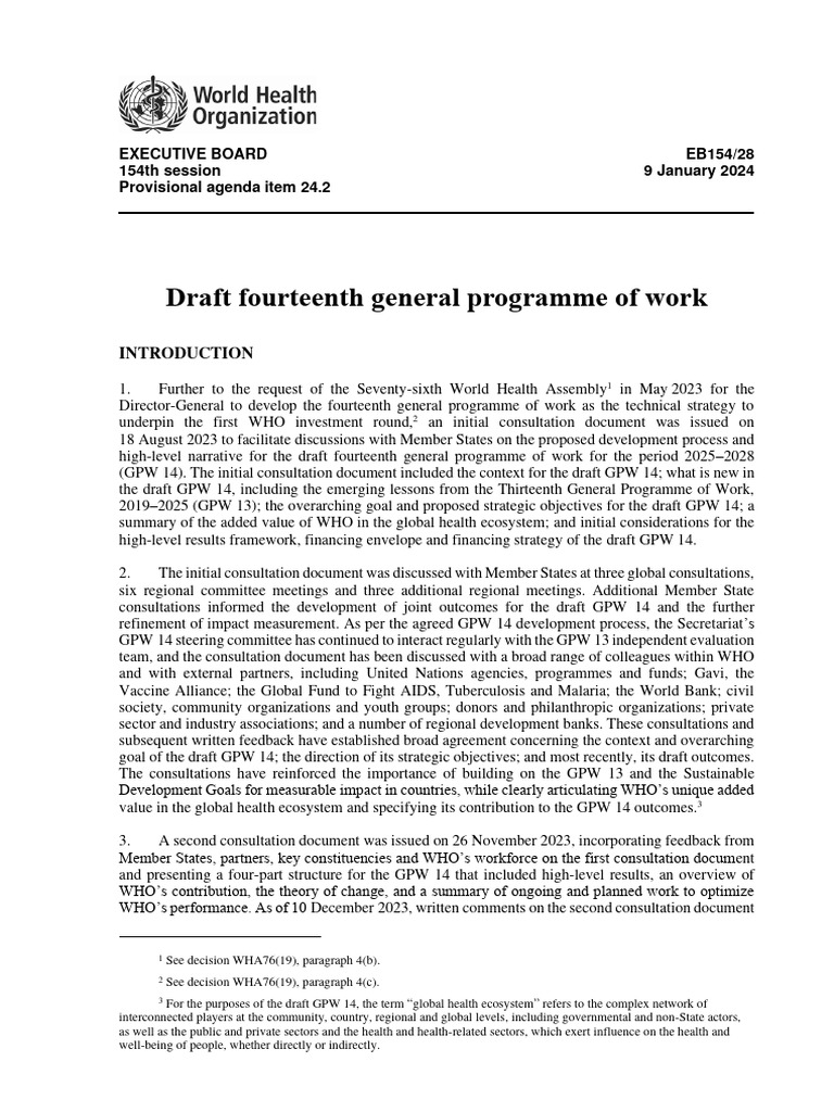 Draft Fourteenth General Programme of Work | PDF | World Health ...