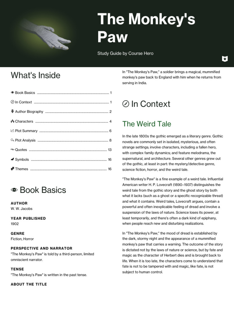 The Monkeys Paw | PDF | Gothic Fiction | Horror Fiction