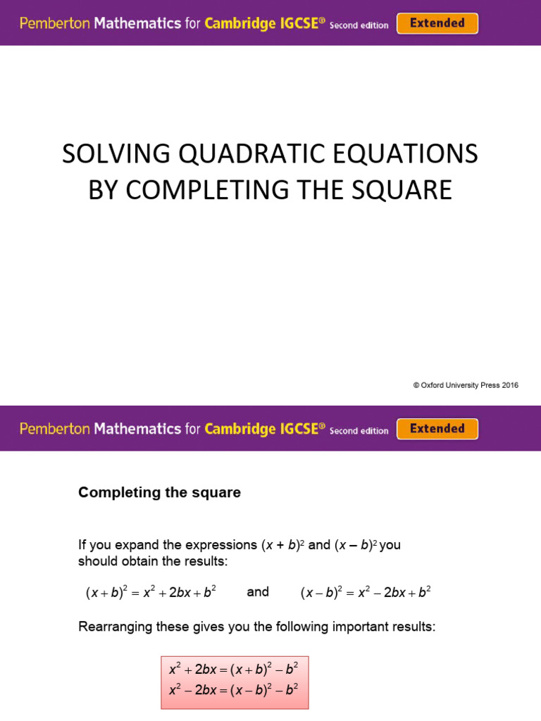 Completing The Square | PDF | Algebra | Mathematics