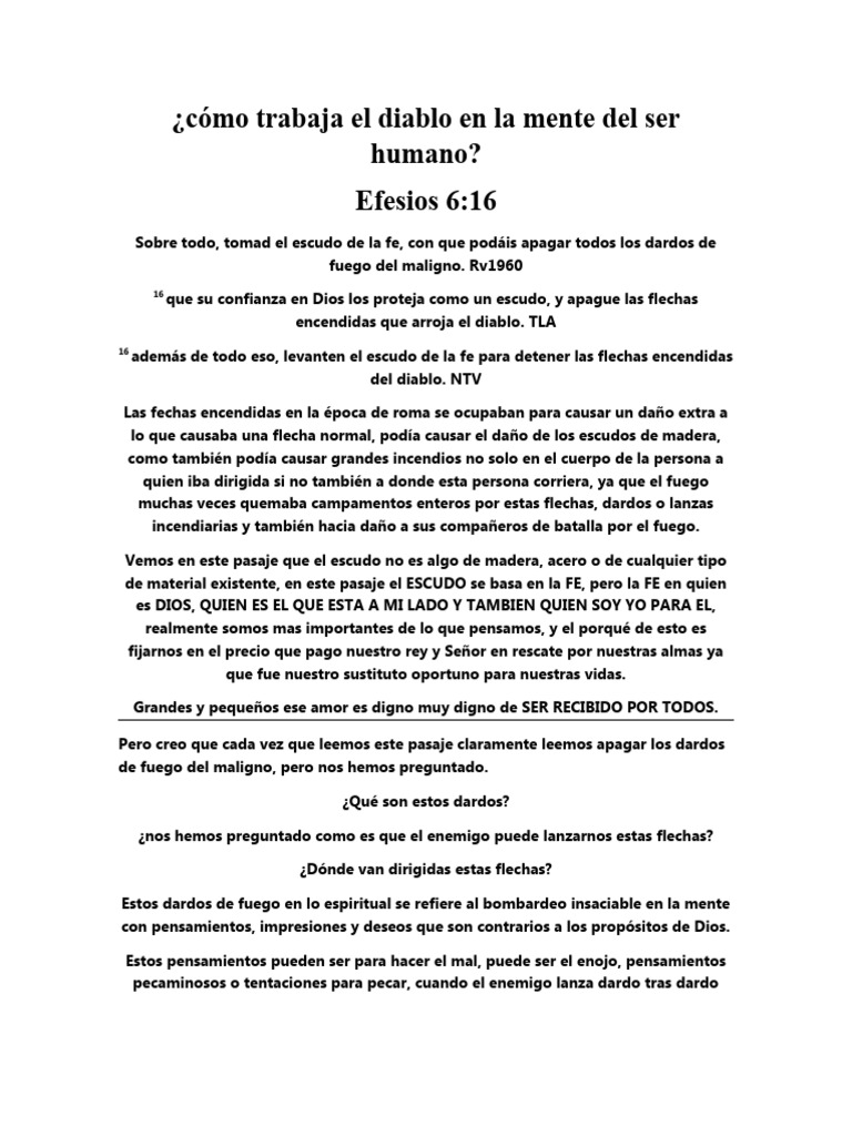 Cómo Trabaja El Diablo en La Mente Del Ser Humano | PDF | Pecado | Diablo
