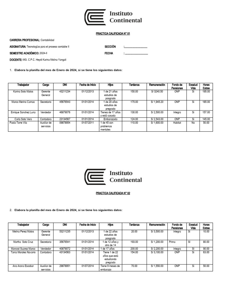 Practicas de Planillas | PDF | Contabilidad | Servicios financieros