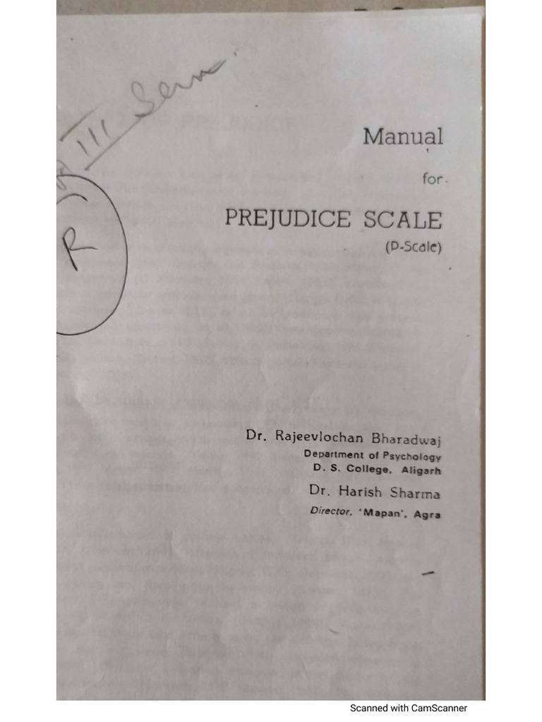 Prejudice Scale | PDF