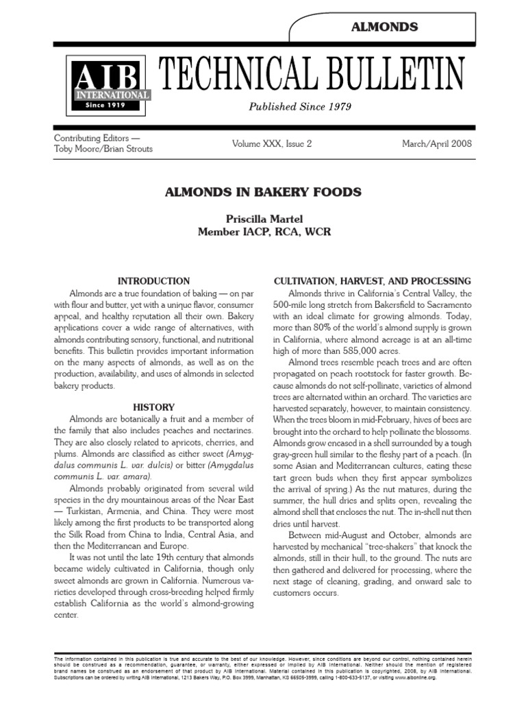 Almonds in Bakery Products | PDF | Almond | Fat