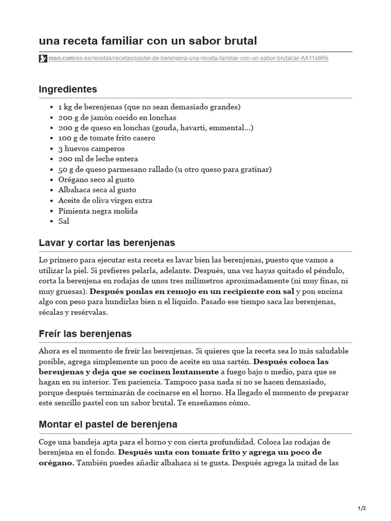 una receta familiar con un sabor brutal | Descargar gratis PDF | Queso ...