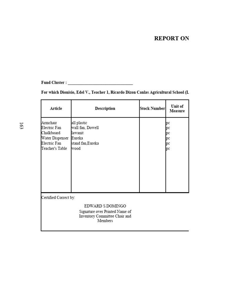 Inventory Pdf Inventory Chair