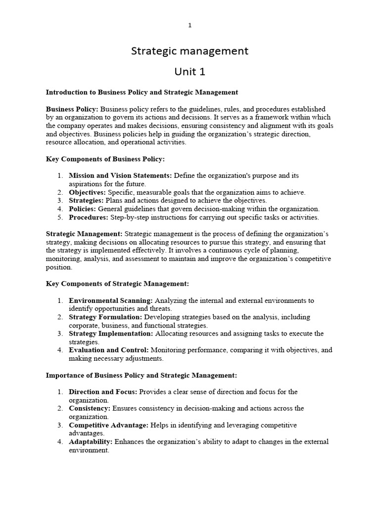 Strategic Notes Pdf Strategic Management Corporate Social