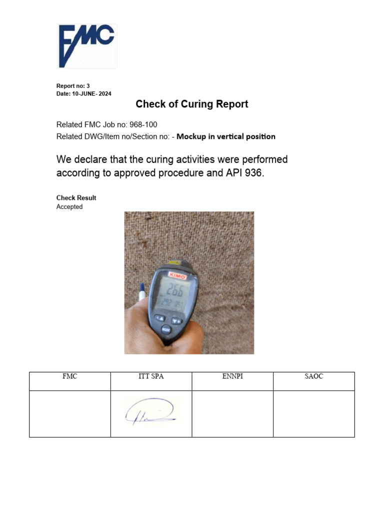 Check of Curing Report | PDF