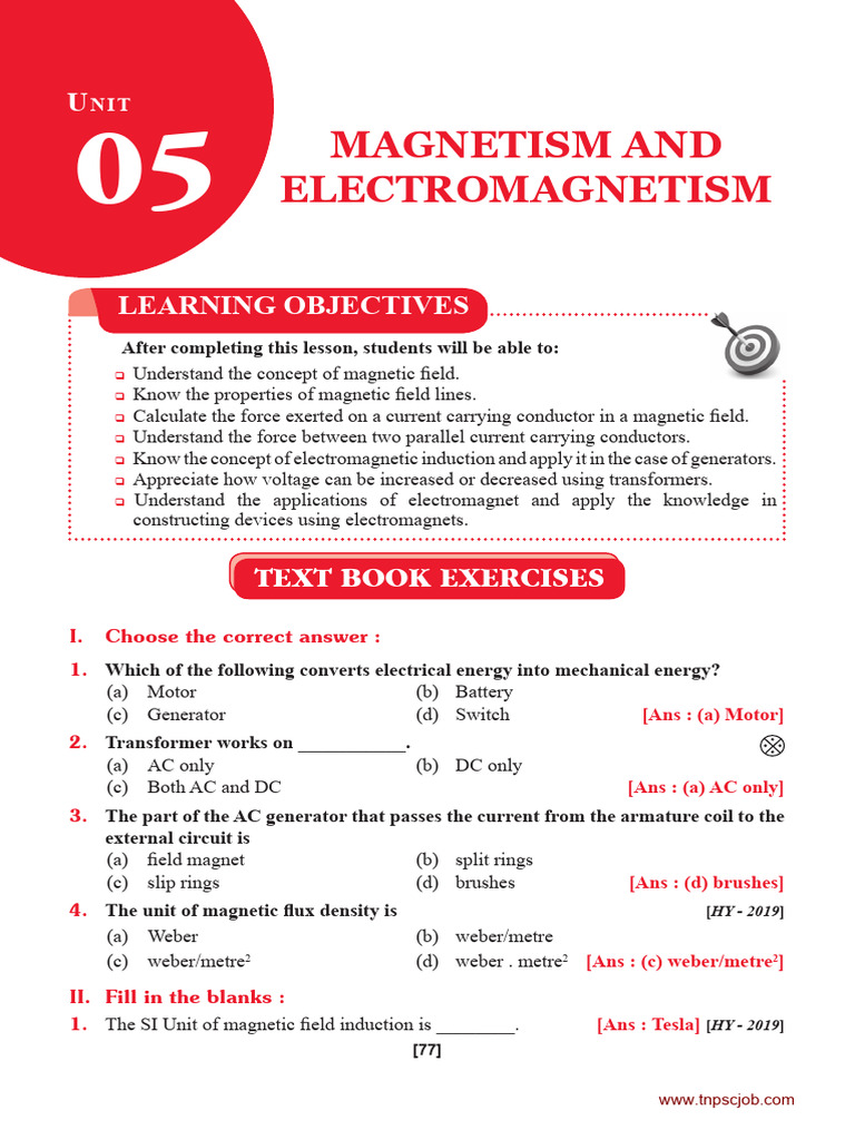9th Science Guide Unit 5_EM | Download Free PDF | Electromagnetic ...