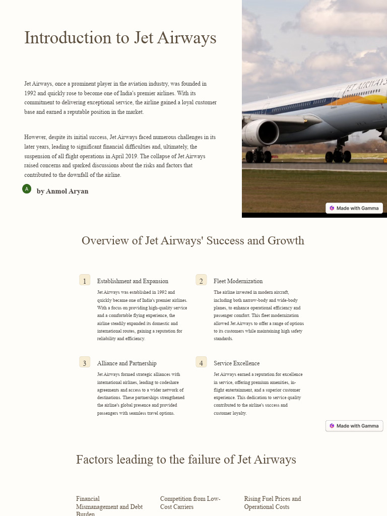Introduction To Jet Airways | PDF | Airlines | Low Cost Carrier