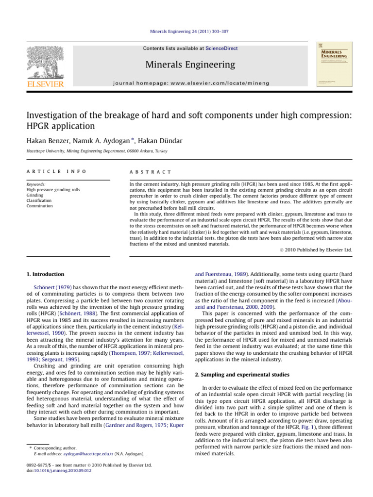Breakage of Hard and Soft Components Under High Compression - HPGR ...