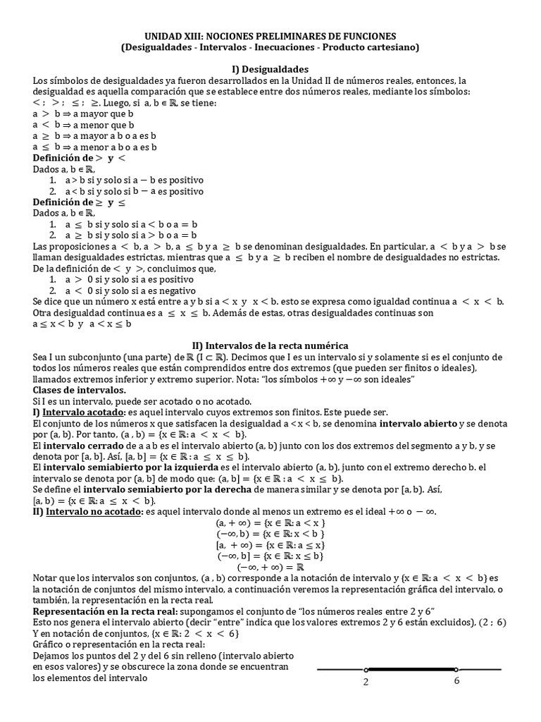 UNIDAD 13 Nociones Preliminares Funciones-1 | PDF | Desigualdad (Matemáticas) | Álgebra