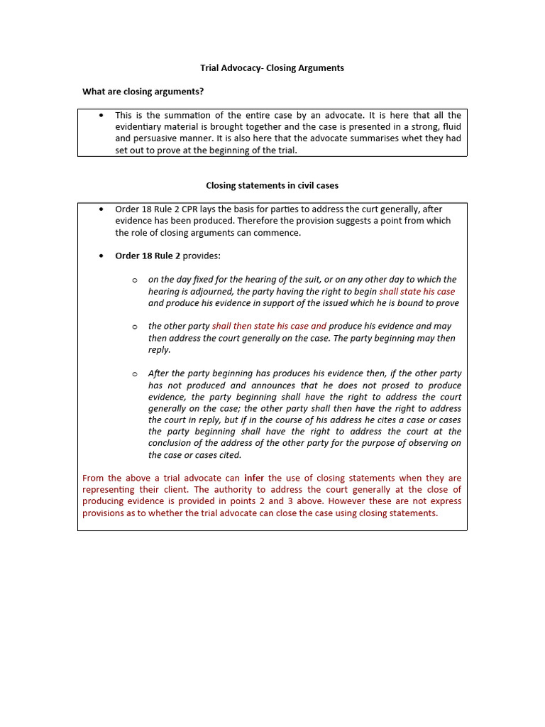 Closing Arguments in Trials | PDF | Prosecutor | Argument