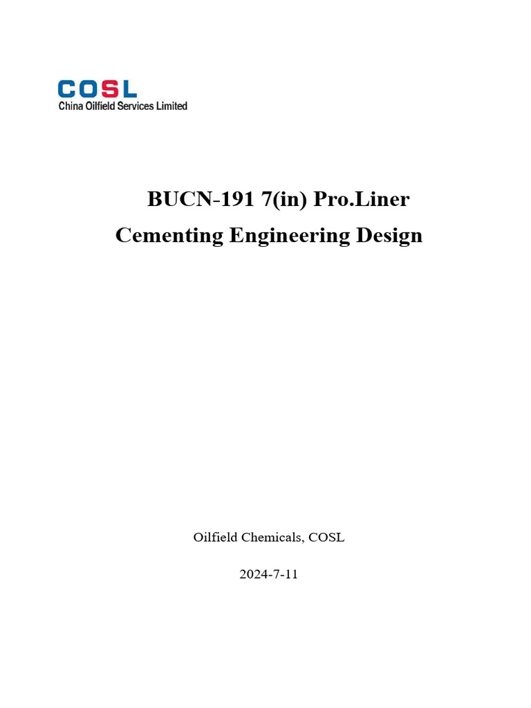 LR7013 BUCN-191 Well 7in Liner Cementing Program | PDF | Casing ...