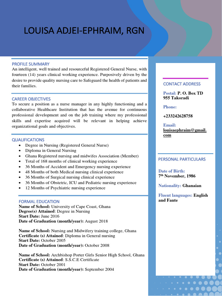 Louisa Cv | PDF | Nursing | Hospital