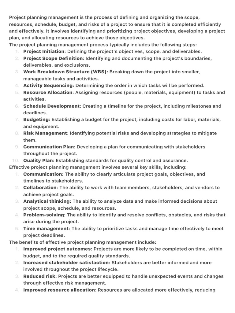 Project planning management is the process of defining and organizing ... Project planning management is the process of defining and organizing ...