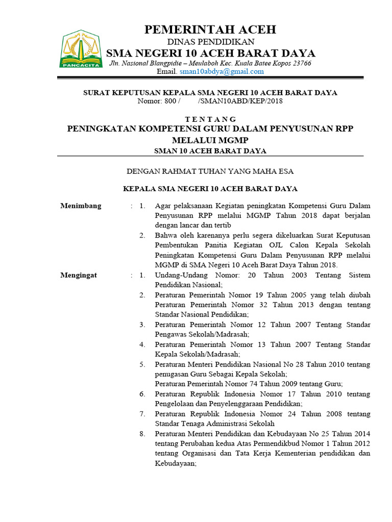 Contoh SK MGMP | PDF