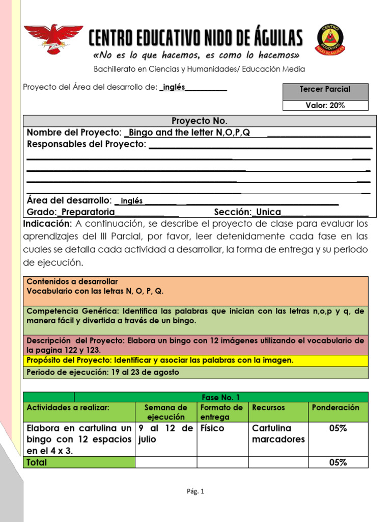 Proyecto Inglés | PDF | Aprendizaje