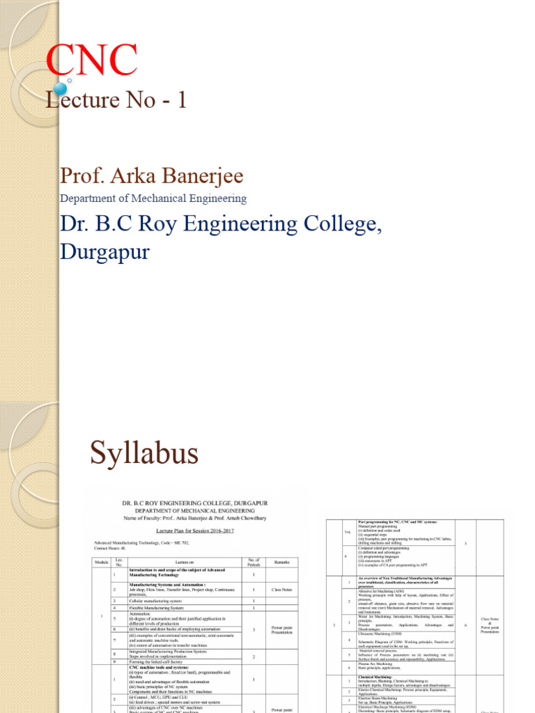 CNC - Lecture No 1.arka Banerjee | PDF | Numerical Control | Feedback