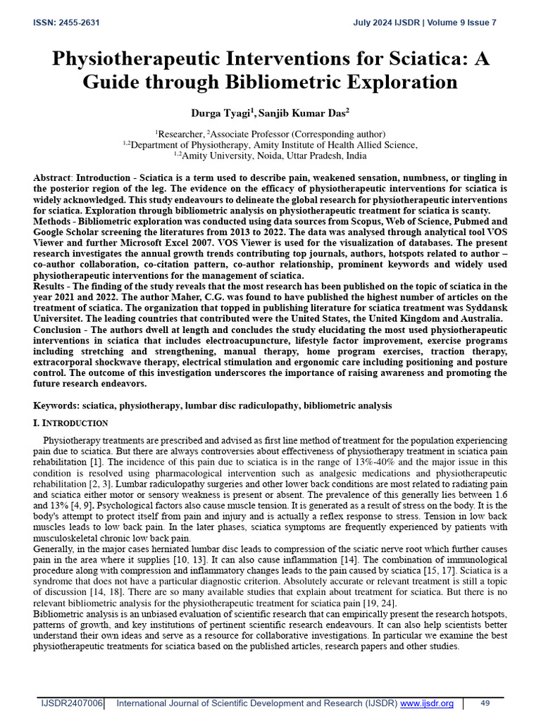 Sciatica Bibliometric Exploration | PDF | Low Back Pain | Physical Therapy