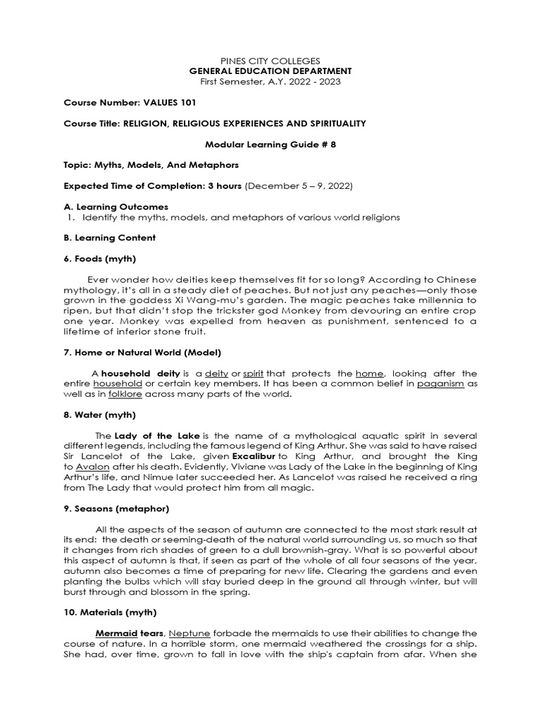 17th Week MODULE & LECTURE NOTES (VALUES 101) | PDF | Religious Belief ...