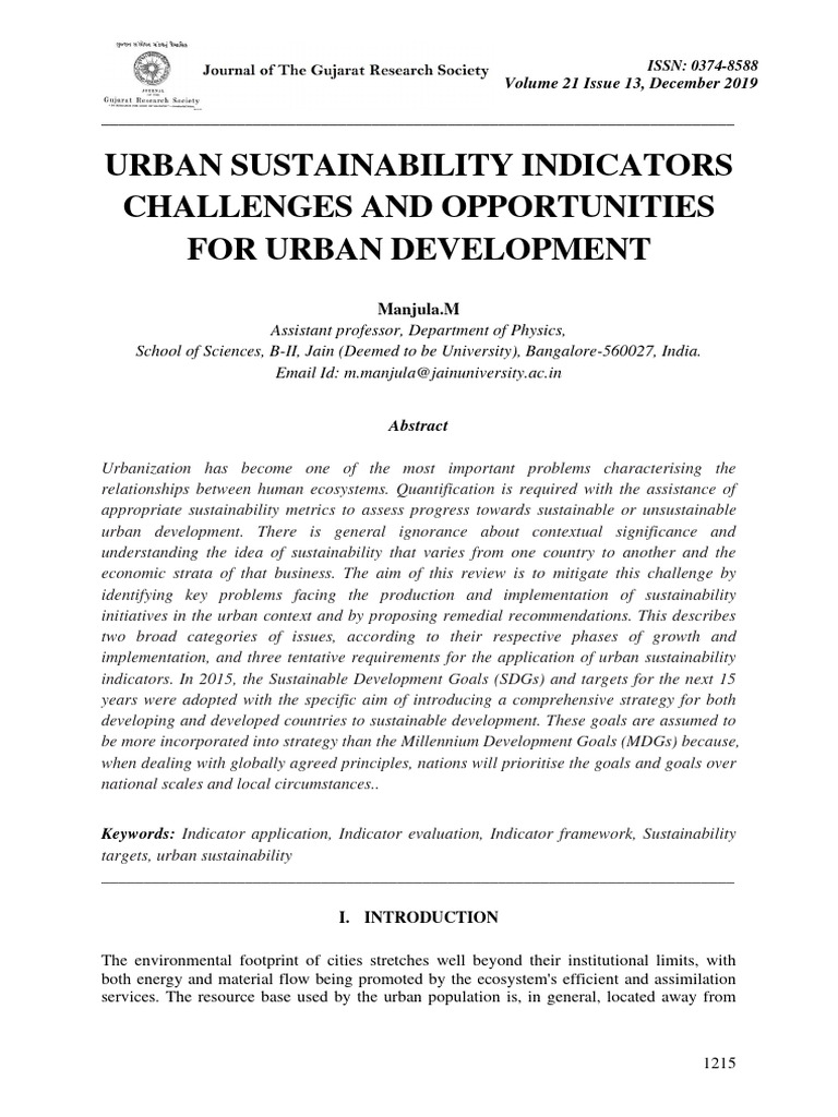 Urban Sustainability Challenges | PDF | Sustainability | Sustainable ...