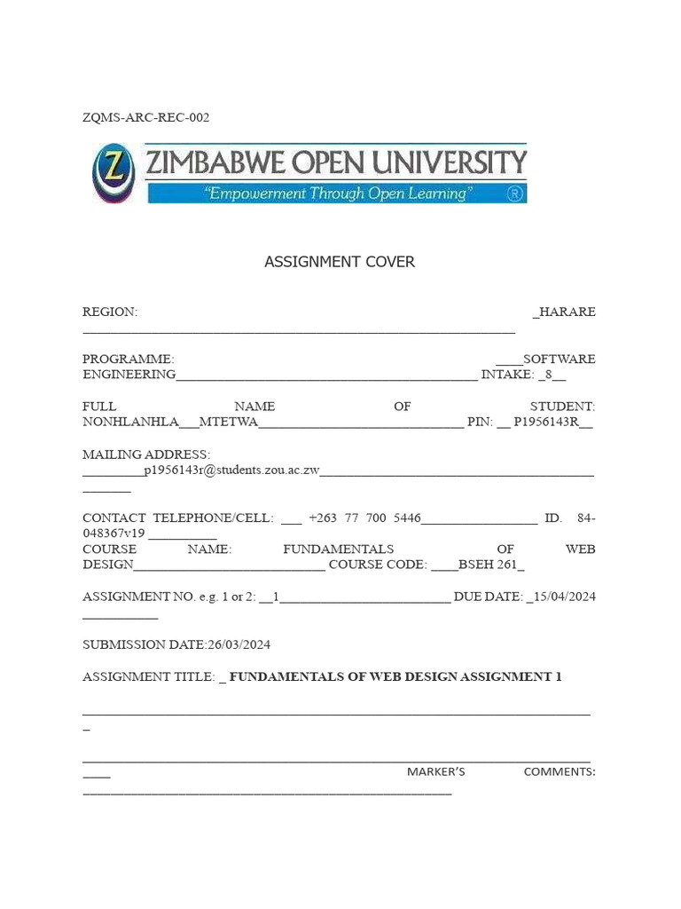 ASSIGNMENT1 (1) Web Programming Nono | PDF | Html | World Wide Web