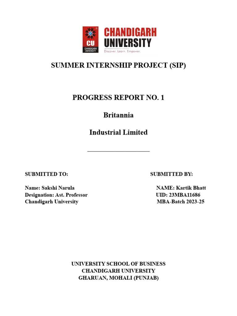 SIP Report Kartik Bhatt 23MBA11686 | PDF | Internship | Job Hunting