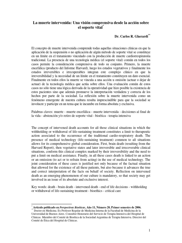 Muerte Intervenida: Ética y Soporte Vital | PDF | Muerte | Coma