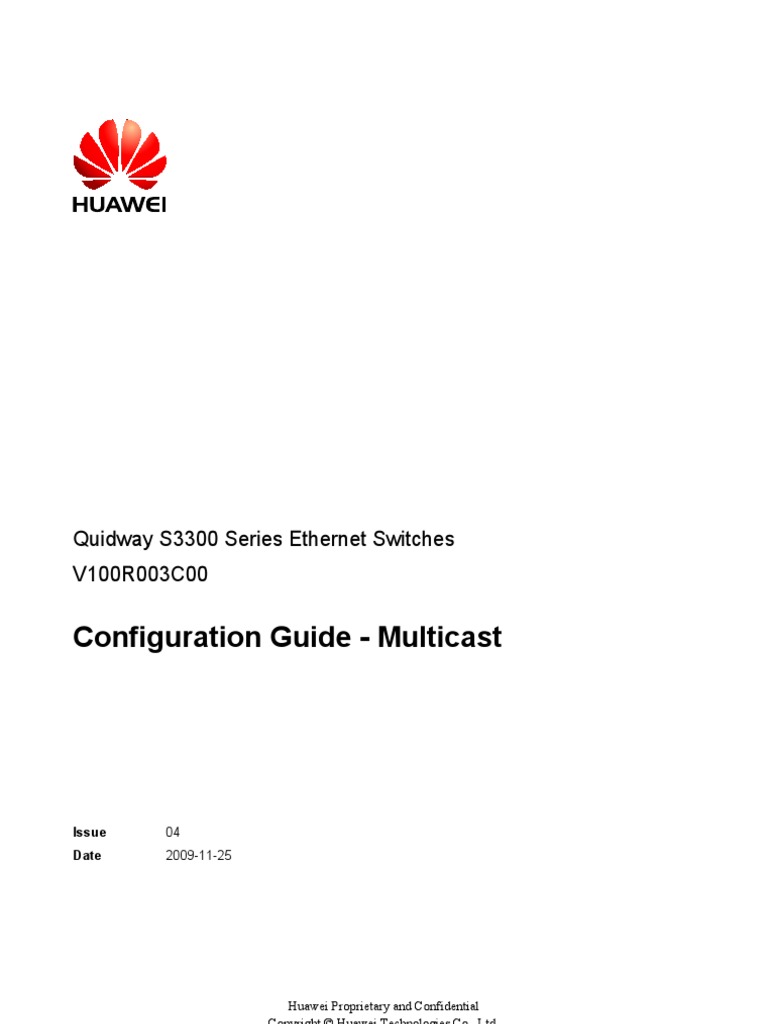 Quidway S3300 Configuration Guide - Multicast (V100R003C00 - 04) | PDF | Multicast | Proxy Server